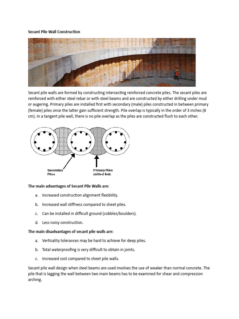 Metode Secant Pile Wall Construction | PDF