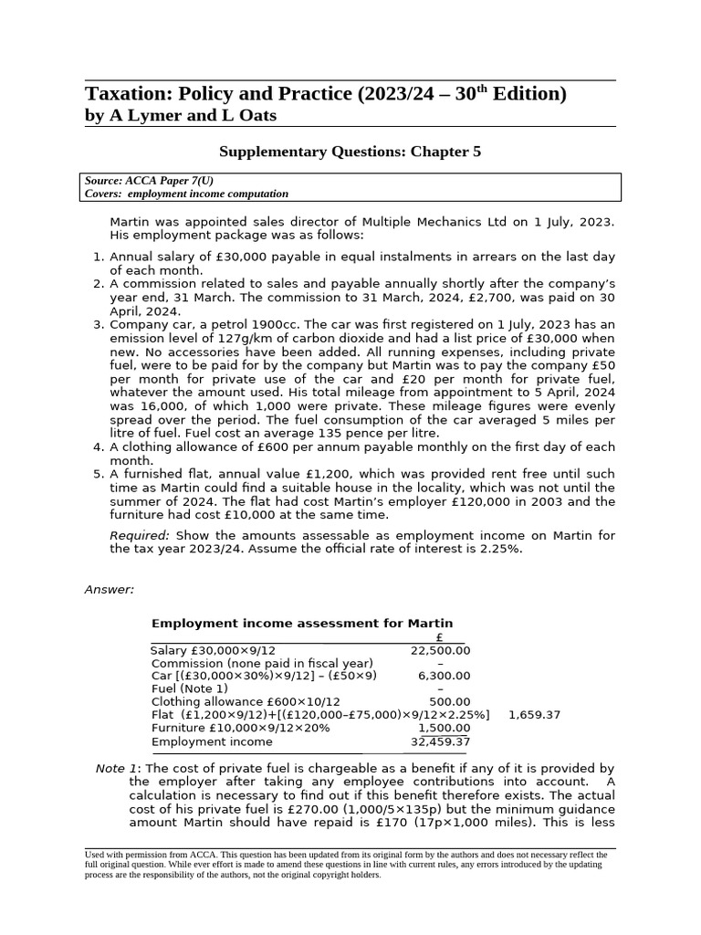 Supplementary Questions LO | PDF | Taxes | Expense