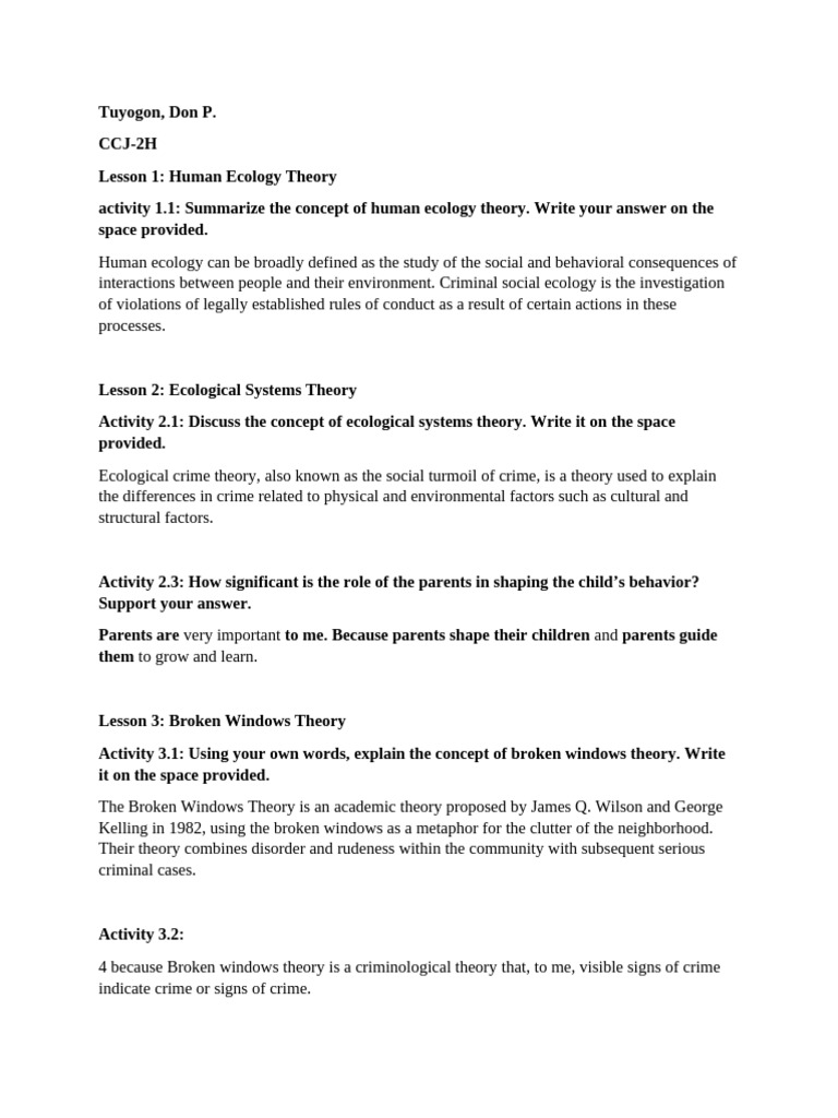 Overview of Ecological Crime Theories | PDF | Crimes | Crime & Violence