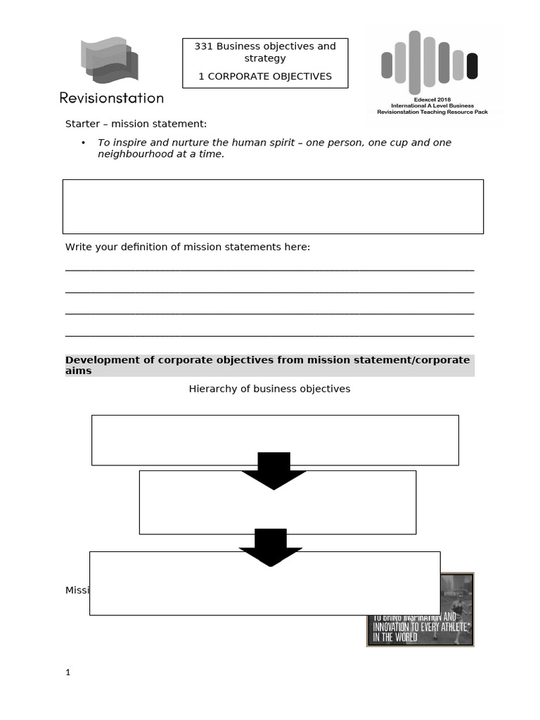 1-CORPORATE-OBJECTIVES-WORKSHEET | PDF