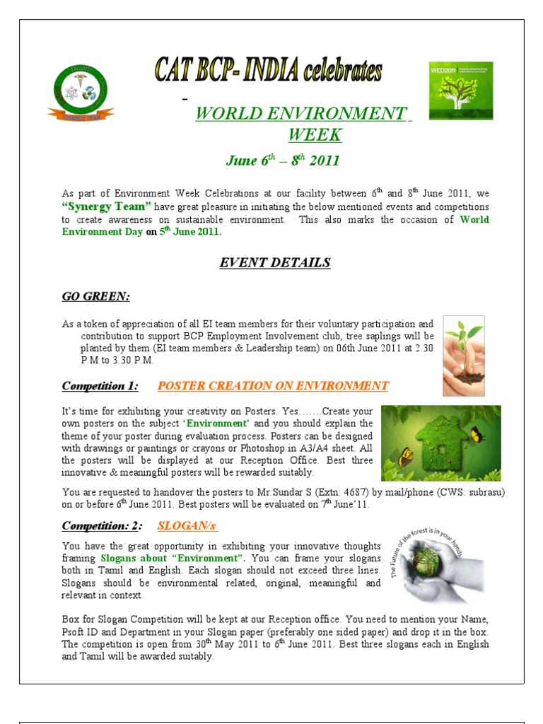World Environment Week Celebration | PDF | Business