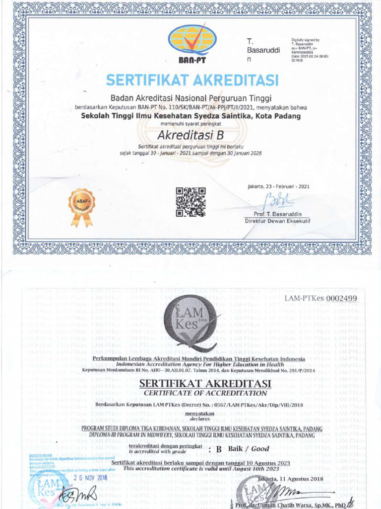 Akreditasi-PT STIKES SYEDZA-30-Januari-2021-Sampai-30-Januari-2026 | PDF
