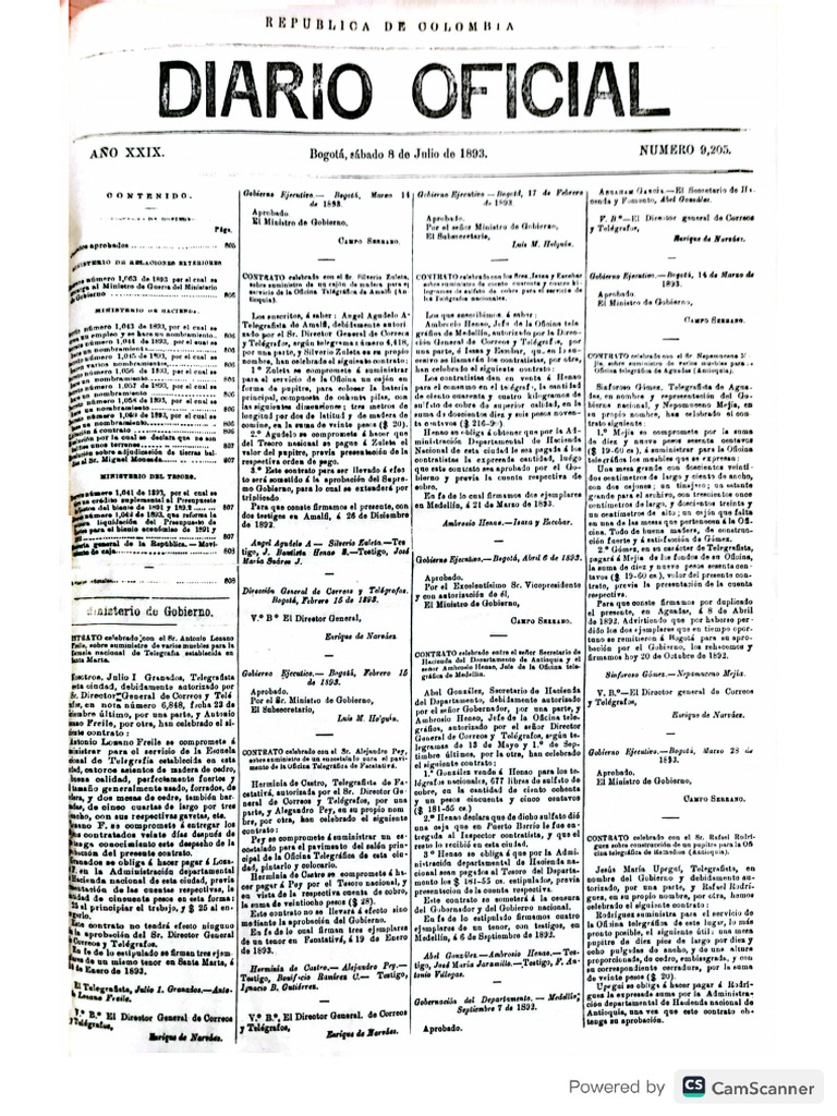 DiOf 9205-Jul-1893-Res 12-Cerrejon | PDF