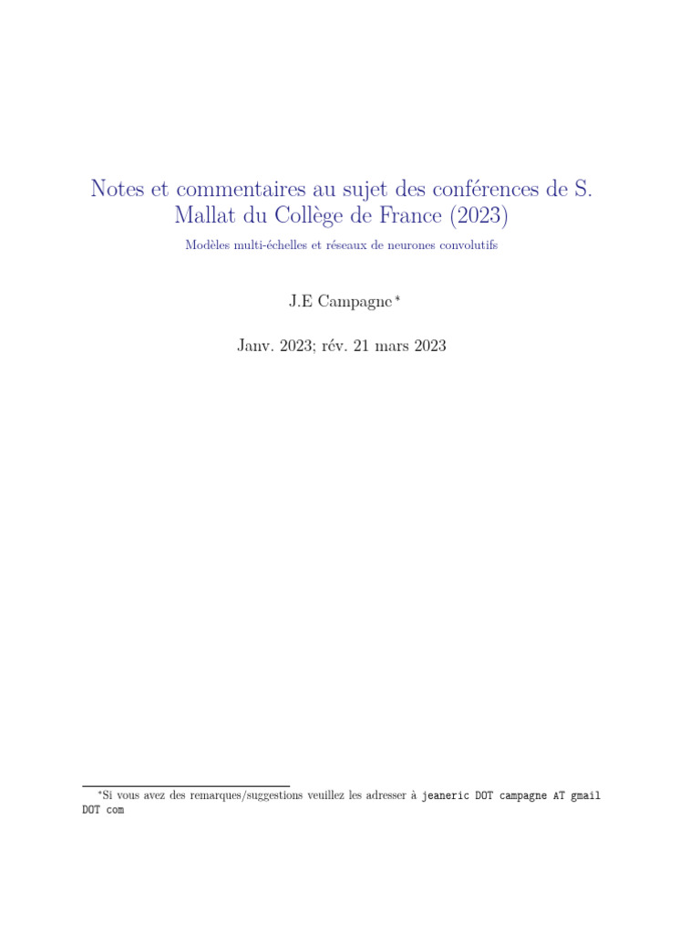 Cours 2023 Mallat Jean Eric Campagne | PDF