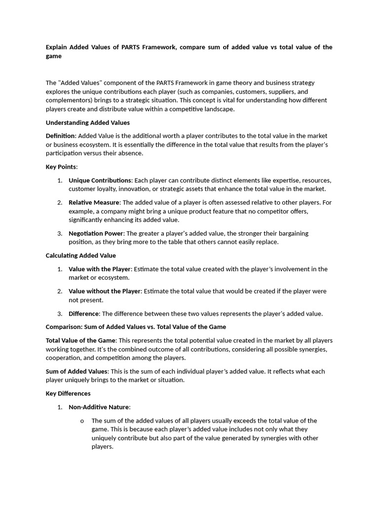 Explain Added Values of PARTS Framework | PDF