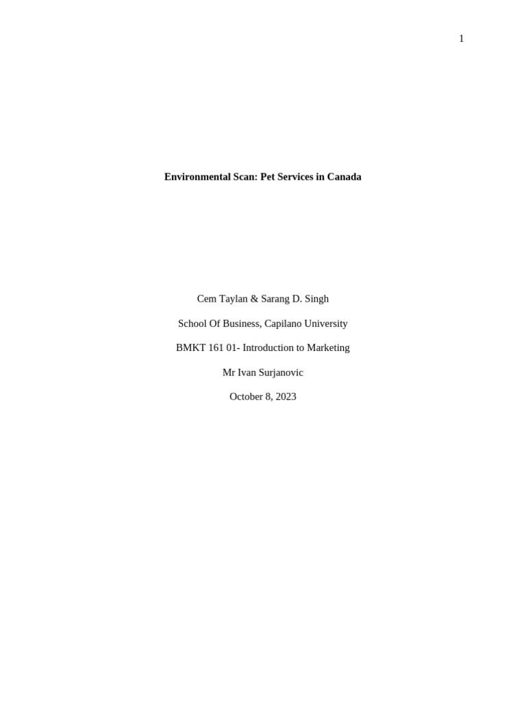 Environmental Scan BMKT 161 | PDF
