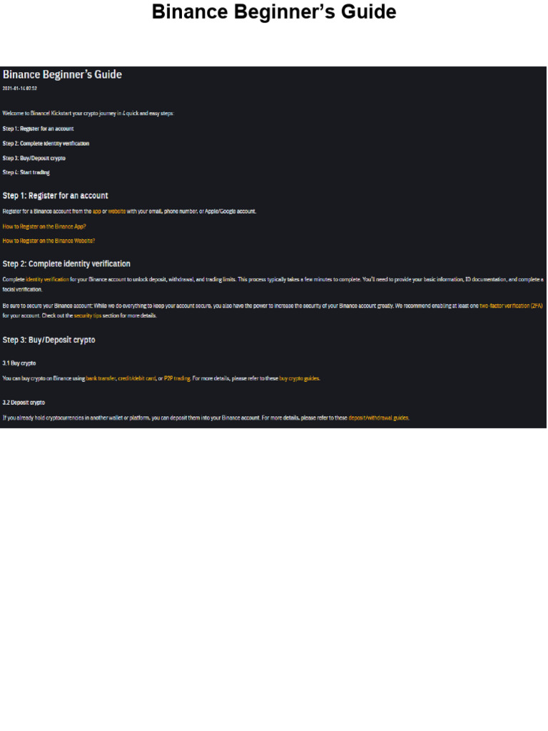 Binance Beginner's Guide | PDF