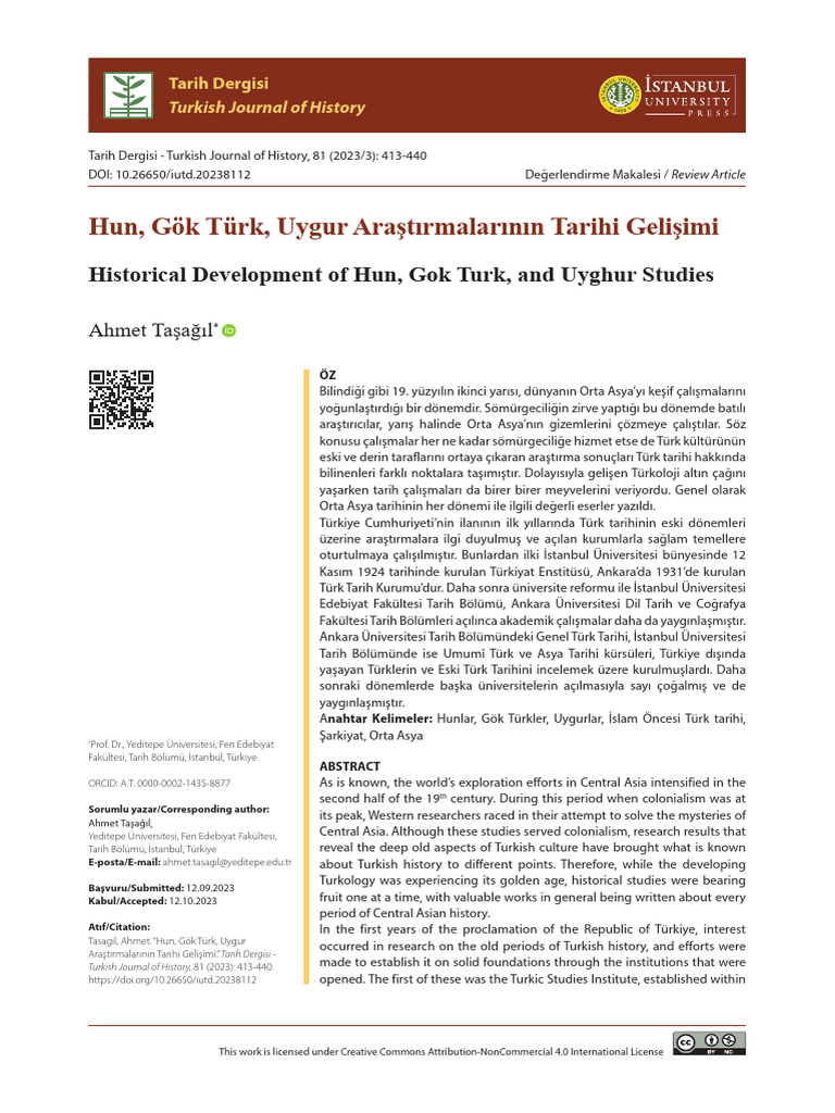 Ahmet Tasagil Hun Gok Turk Uygur Arastir | PDF