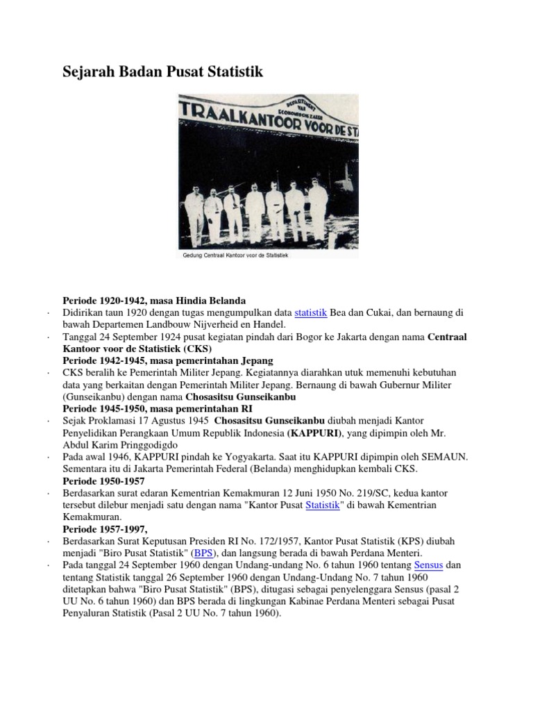 Sejarah Badan Pusat Statistik | PDF