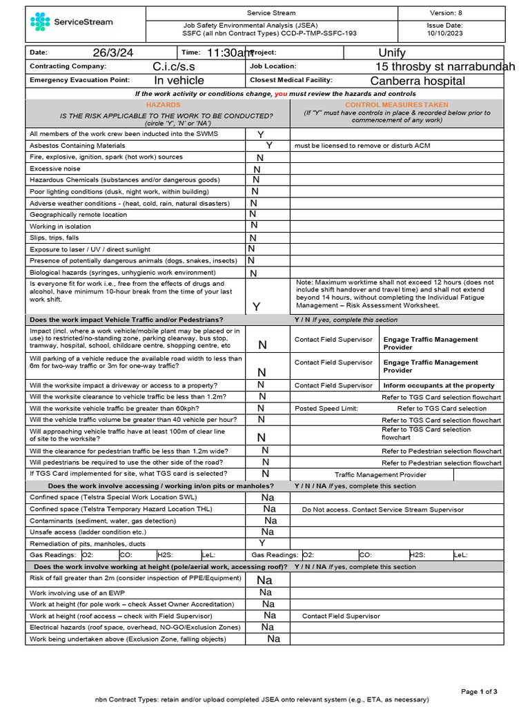 JSEA - SSFC V8.0 (Fillable.printable) | PDF