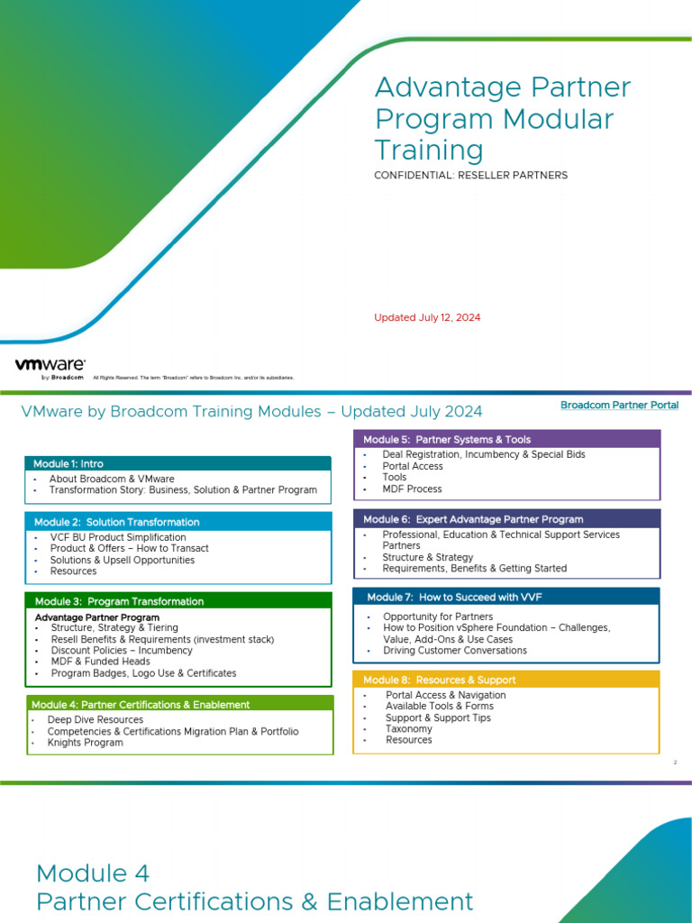 Module 4 CERTIFICATIONS & ENABLEMENT - Advantage Partner Program For VMware Resellers - July ...