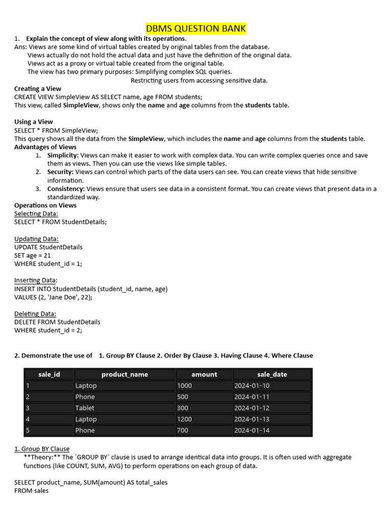 Dbms Question Bank | PDF Dbms Question Bank | PDF