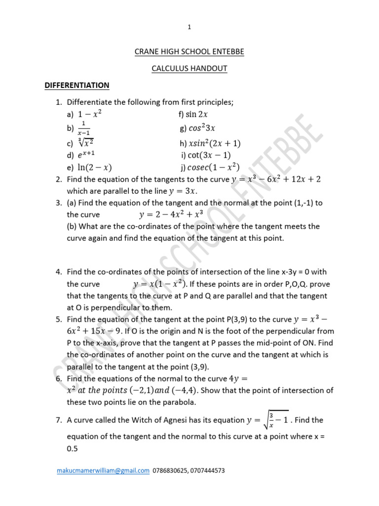 CALCULUS HANDOUT | PDF CALCULUS HANDOUT | PDF