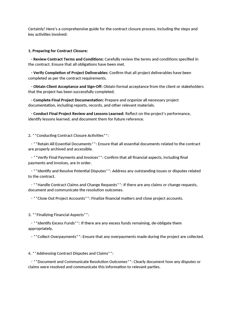 Contract Closure Guide | PDF