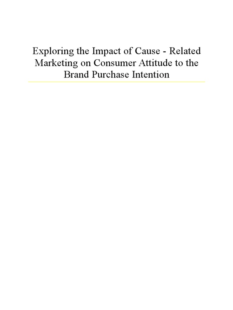 Cause-Related Marketing's Impact on Consumers | PDF | Marketing ...