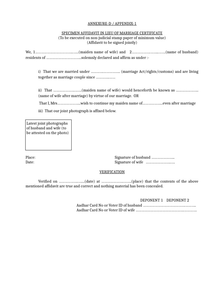 Joint_Affidavit Marriage Certificate | PDF