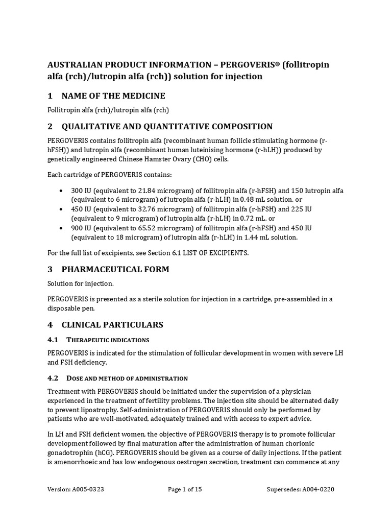 Pergoveris Solution For Injection PI | PDF
