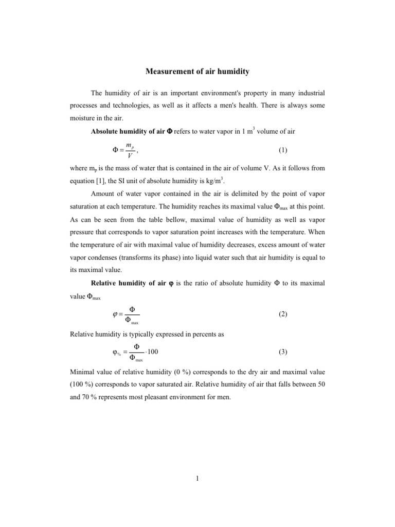 Air Humidity Measurement Guide | PDF | Humidity | Physical Sciences