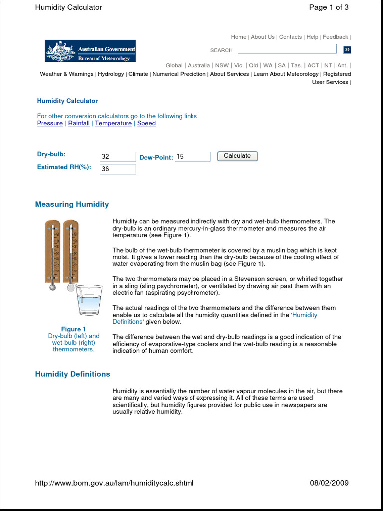 Humidity Calculator | PDF | Water Vapor | Humidity