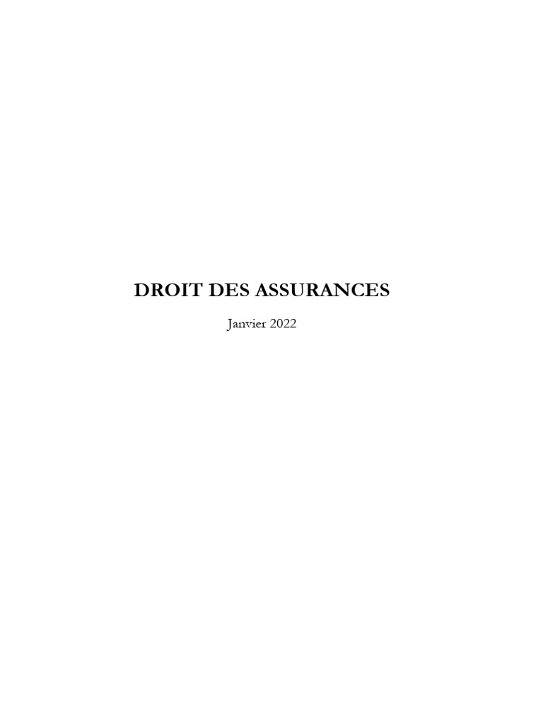 Cours de Droit Des Assurances Janvier 2022 | PDF