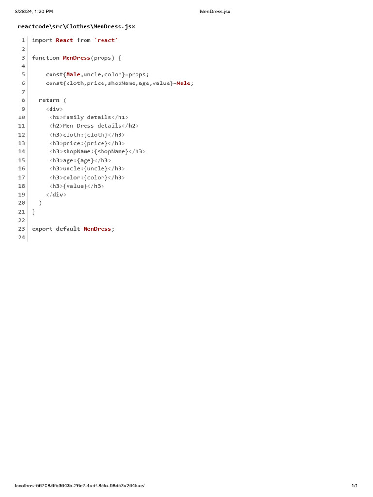 Props Passing Values | PDF