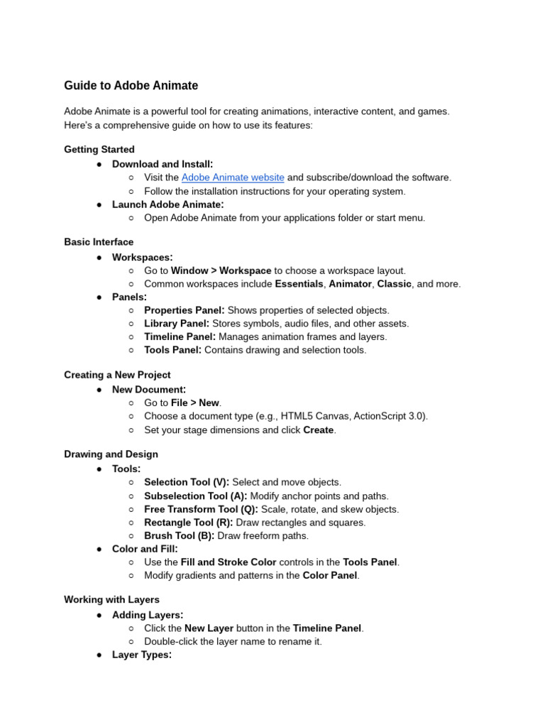 Guide To Adobe Animate | PDF