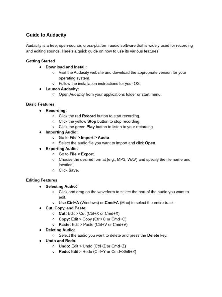 Guide To Audacity | PDF