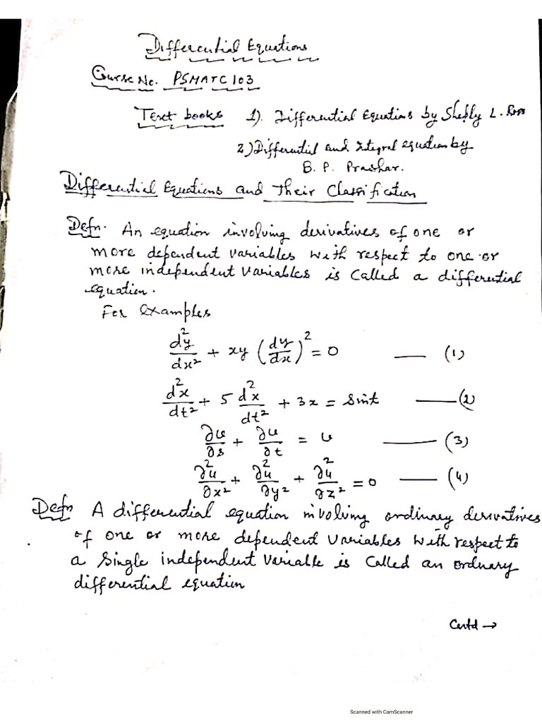 Differential Equations Notes by Tirth Sir N | PDF