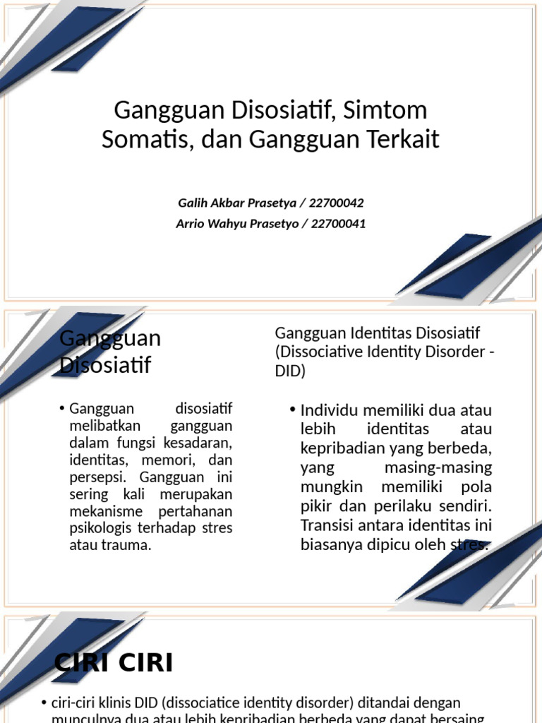 Gangguan Disosiatif, Simtom Somatis, Dan Gangguan Terkait - Arrio ...