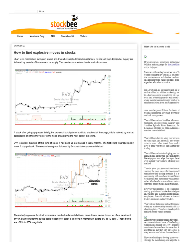 Stockbee - How To Find Explosive Moves in Stocks | PDF