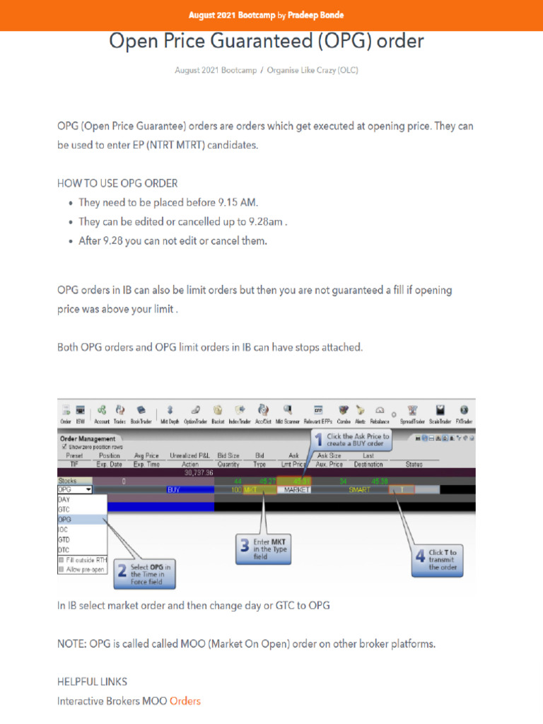 Open Price Guaranteed OPG Order | PDF