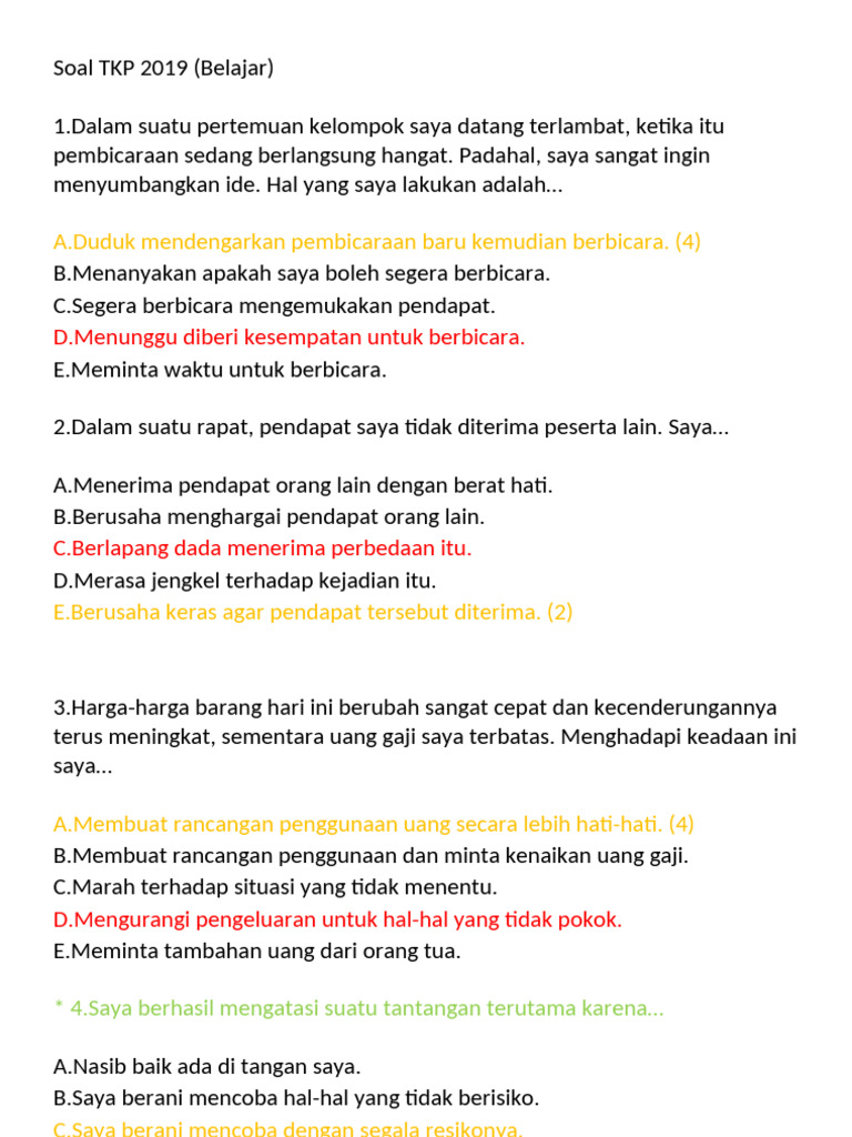 Soal TKP 2019 | PDF