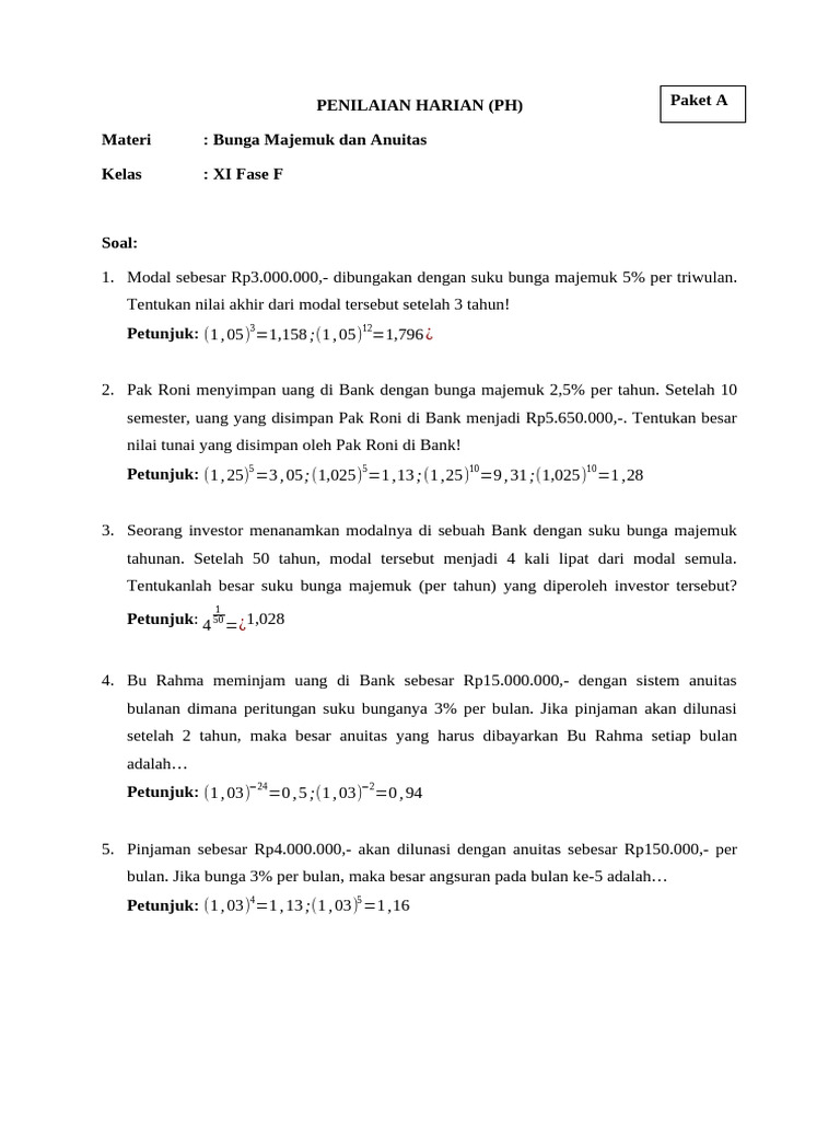 Soal PH-1 | PDF