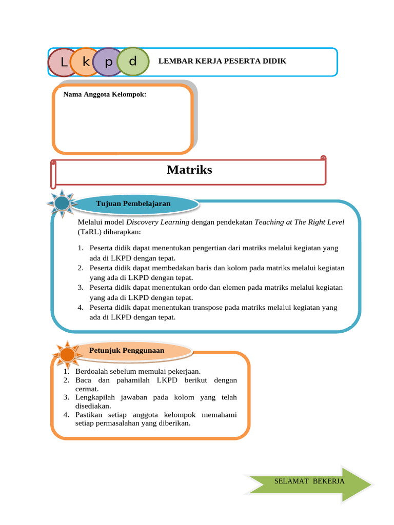 LKPD Pengenalan Matriks | PDF