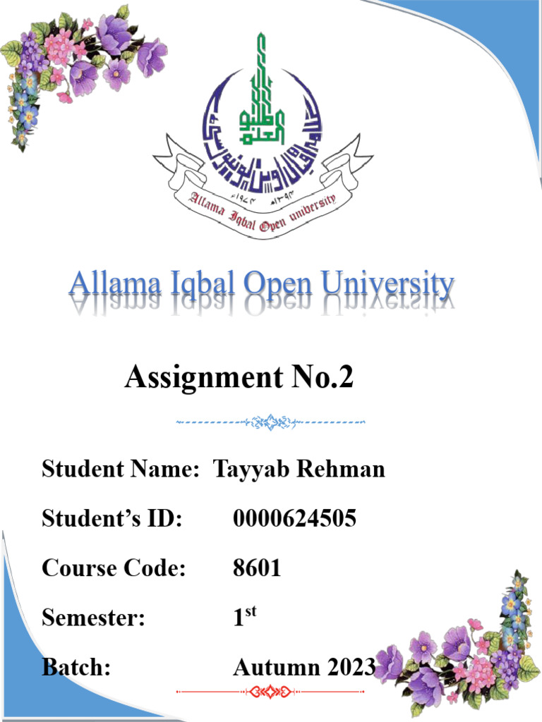 8601 Tayyab Rehman 2nd Assignment | PDF