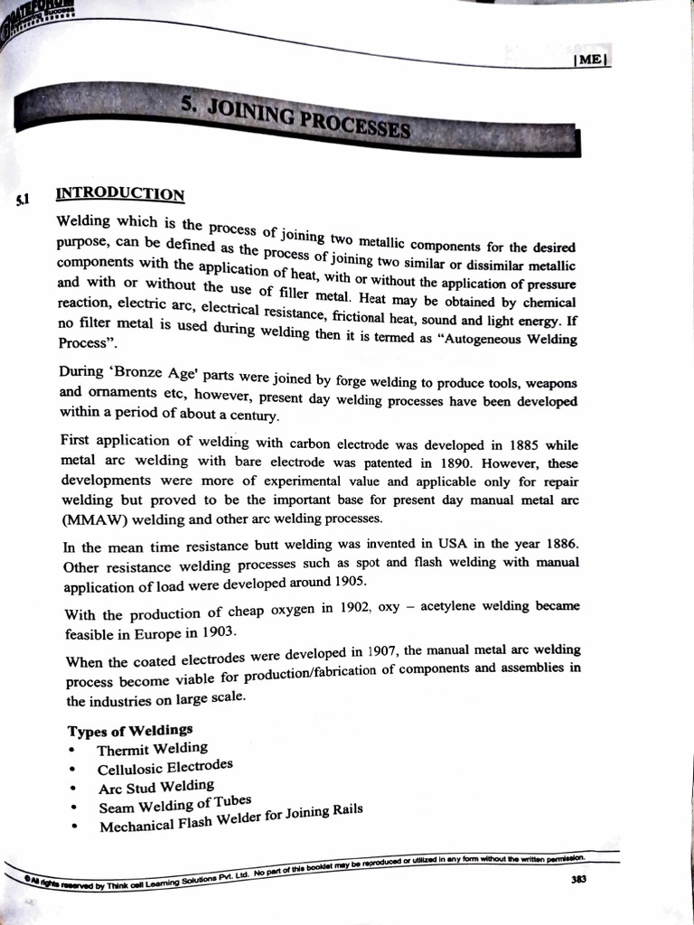 Welding or Joining Processes | PDF