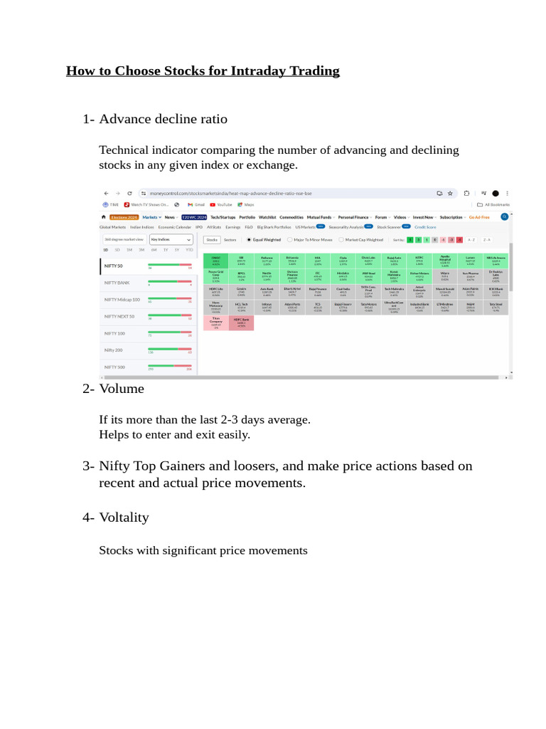 How To Choose Stocks For Intraday Trading | PDF