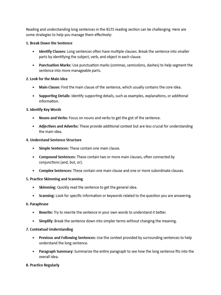How To Read Long Sentences | PDF
