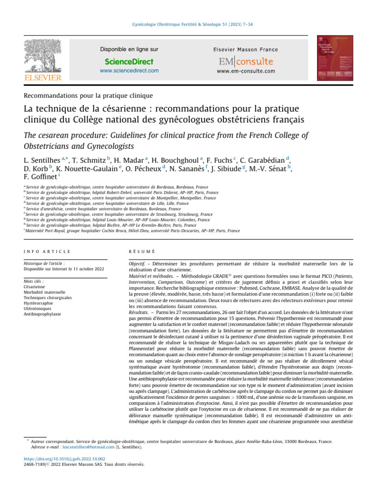 La Technique de La Cesarienne | PDF