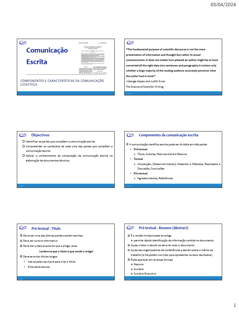 Tema IV - Comunicacao Escrita 2024 | PDF