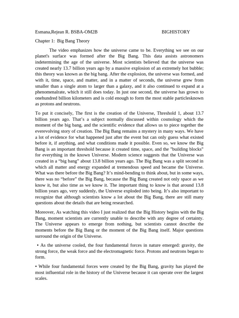 Chapter 1: Big Bang Theory | PDF
