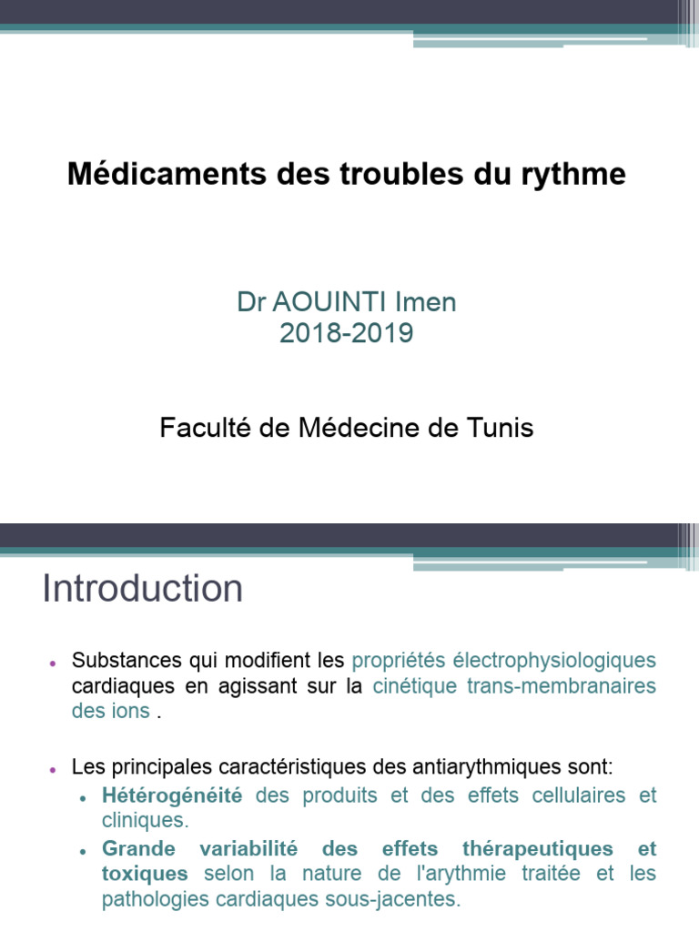 Anti-Arythmiques IA (FMT) (Mrs 2022) | PDF