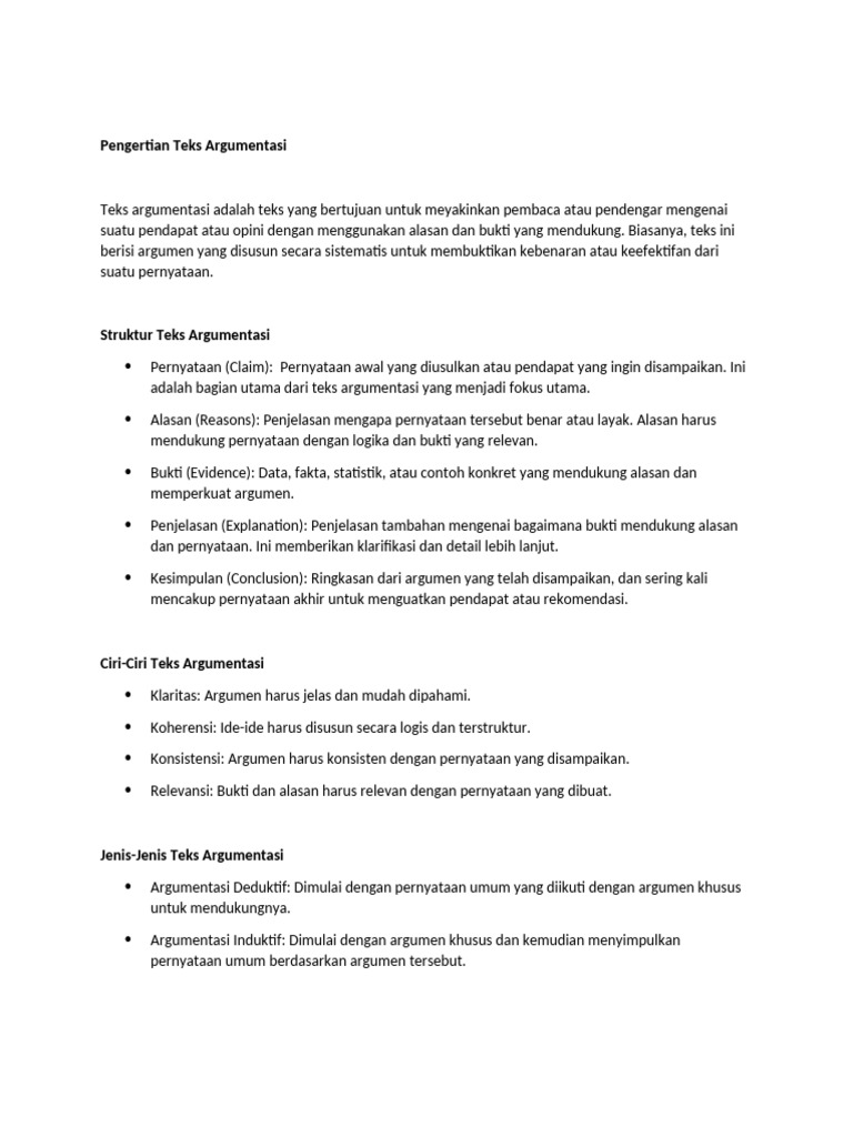 Pengertian Teks Argumentasi | PDF