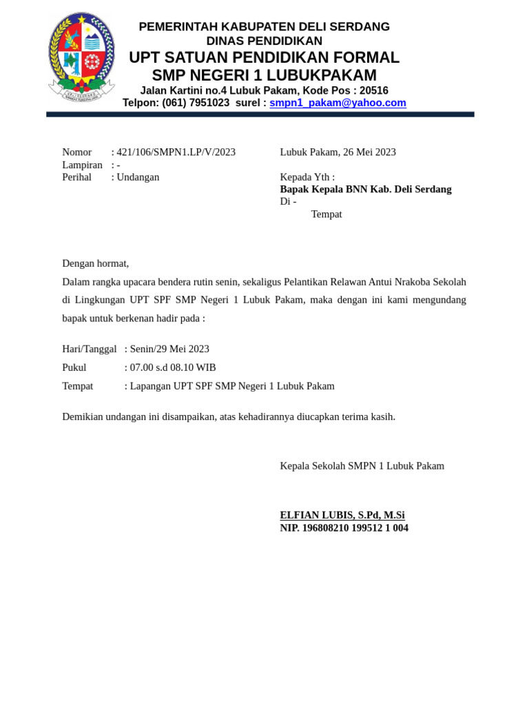 Surat Undangan Pelantikan Relawan | PDF