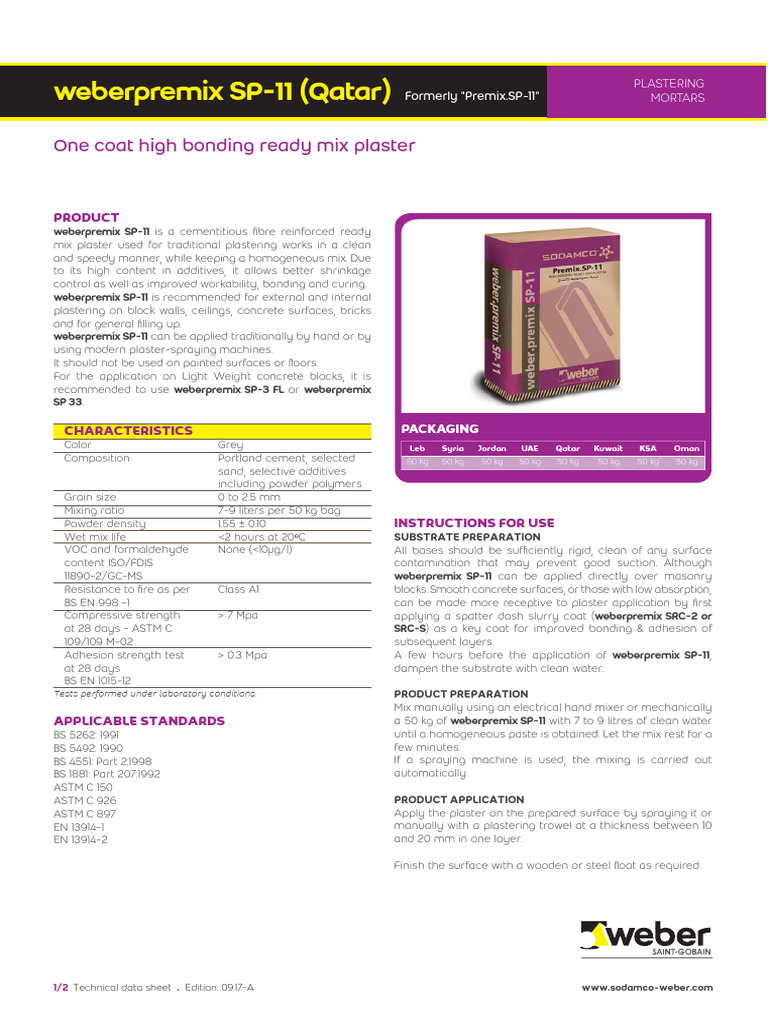 Weberpremix SP-11-Qatar 01 | PDF | Concrete | Plaster
