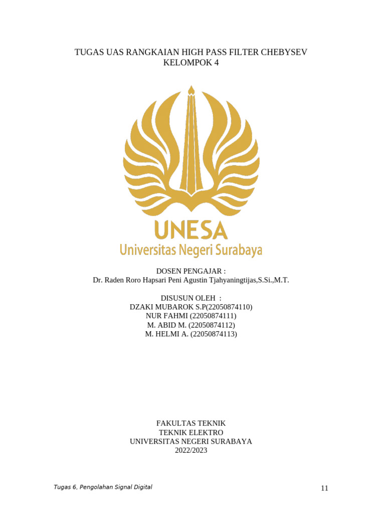 Chebysev HPF Kelompok 4 | PDF