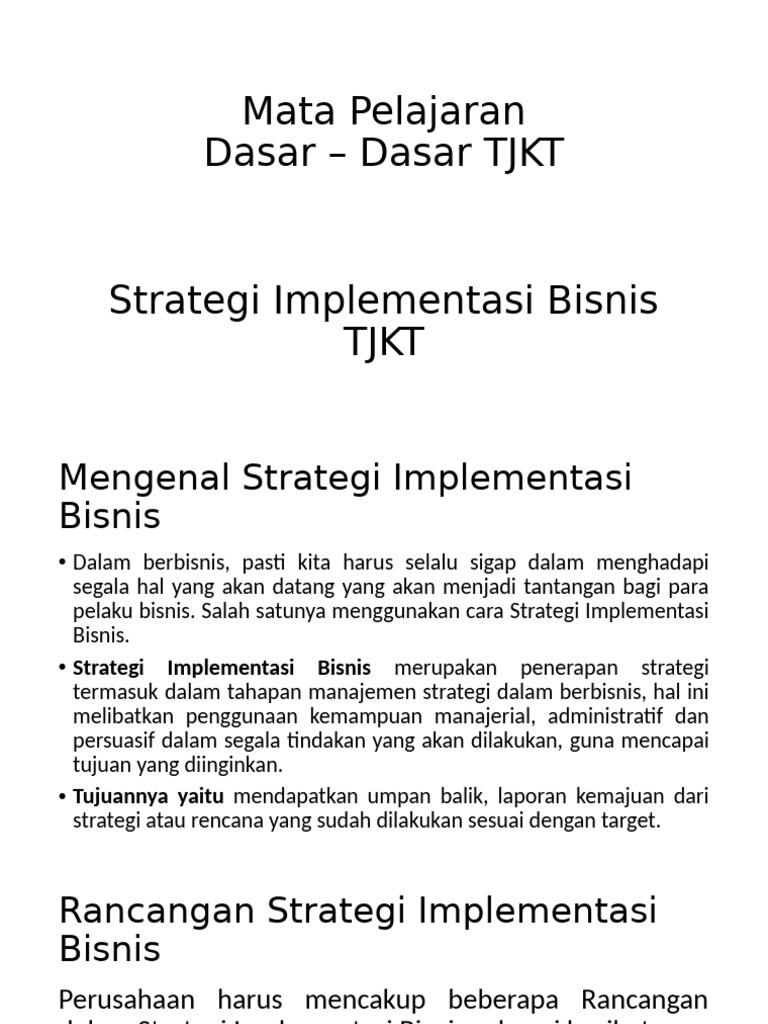 1.3 Strategi Implementasi Bisnis TJKT | PDF