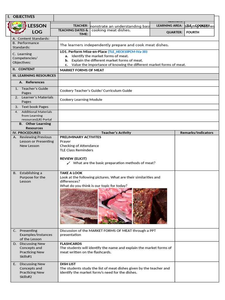 WEEK 2 DAY 3 Market Forms of Meat | PDF
