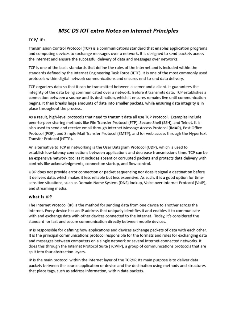 MSC DS IOT Extra Notes | PDF