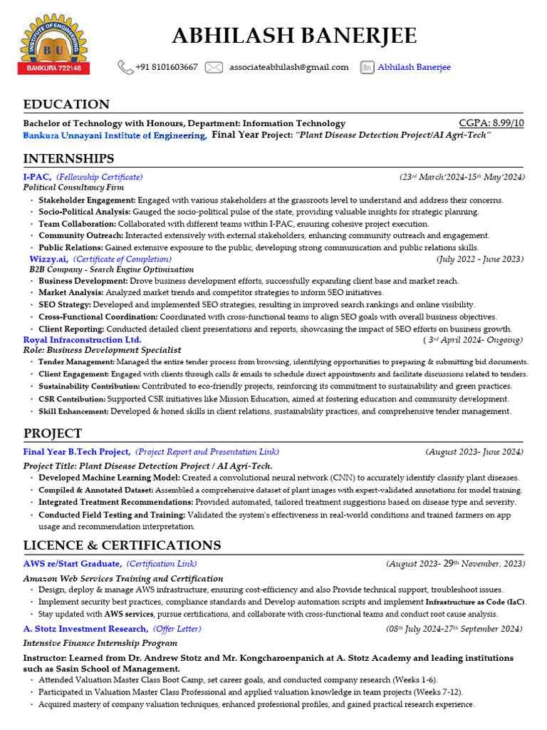 CV - Abhilash Banerjee - Overall-1 | PDF